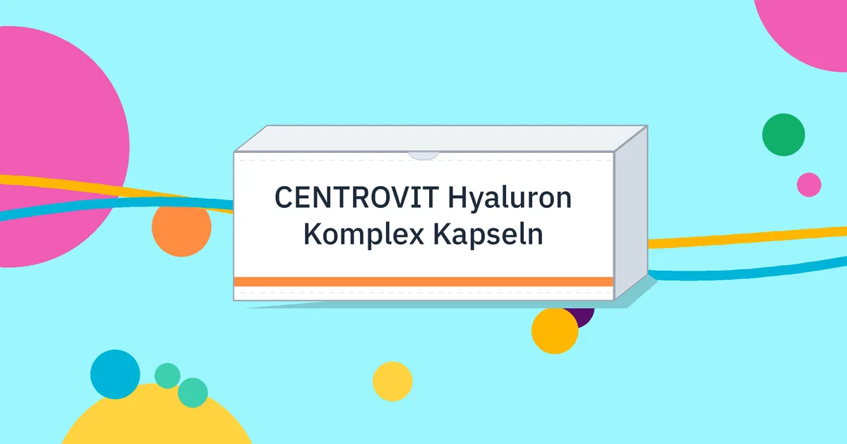 Symbolbild: Packung mit der Aufschrift CENTROVIT Hyaluron Komplex Kapseln (PZN 18808719) – Verfügbarkeit und Bezug in Apotheken in Frankfurt am Main