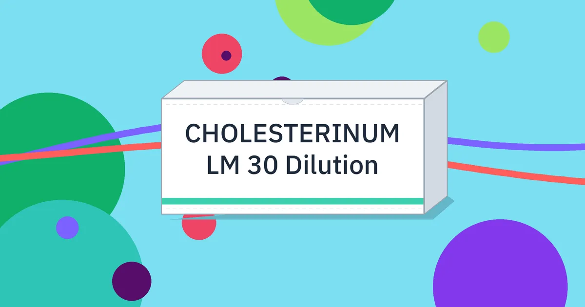 Symbolbild: Packung mit der Aufschrift CHOLESTERINUM LM 30 Dilution (PZN 12817545) – Verfügbarkeit und Bezug in Apotheken in Frankfurt am Main