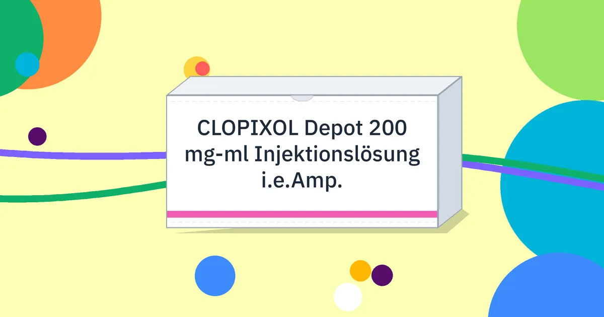 Symbolbild: Packung mit der Aufschrift CLOPIXOL Depot 200 mg-ml Injektionslösung i.e.Amp. (PZN 19427304) – Verfügbarkeit und Bezug in Apotheken in Frankfurt am Main