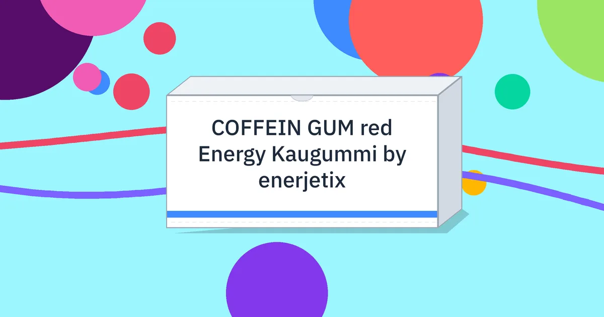 Symbolbild: Packung mit der Aufschrift COFFEIN GUM red Energy Kaugummi by enerjetix (PZN 16387047) – Verfügbarkeit und Bezug in Apotheken in Frankfurt am Main
