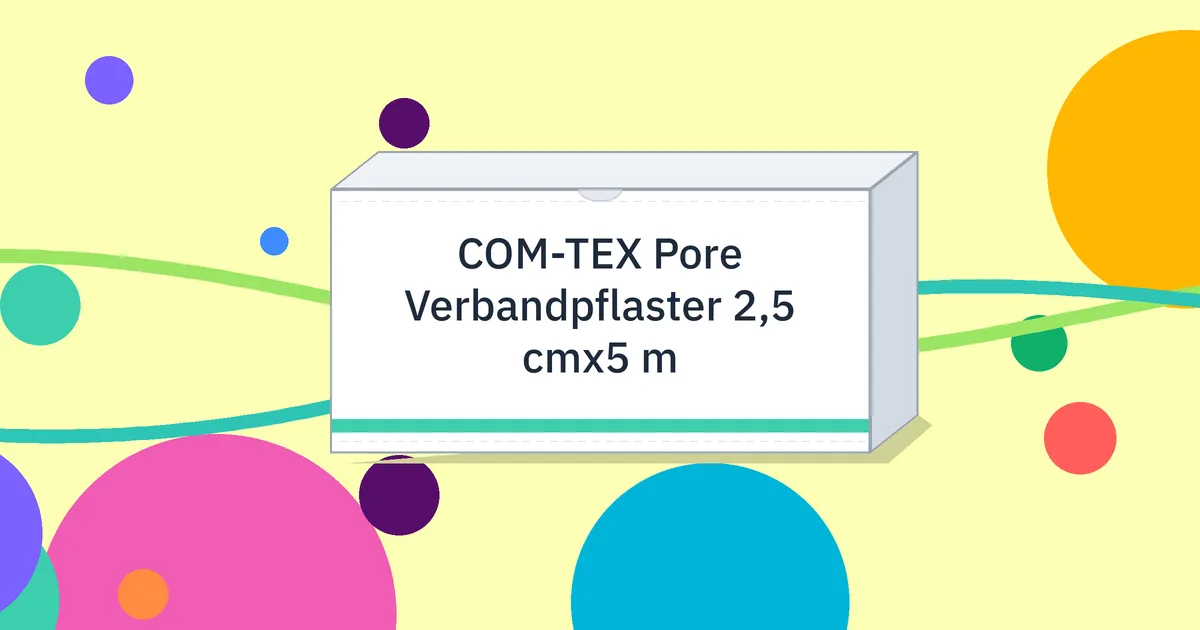 Symbolbild: Packung mit der Aufschrift COM-TEX Pore Verbandpflaster 2,5 cmx5 m (PZN 10285788) – Verfügbarkeit und Bezug in Apotheken in Frankfurt am Main