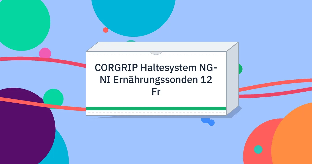 Symbolbild: Packung mit der Aufschrift CORGRIP Haltesystem NG-NI Ernährungssonden 12 Fr (PZN 17579122) – Verfügbarkeit und Bezug in Apotheken in Frankfurt am Main