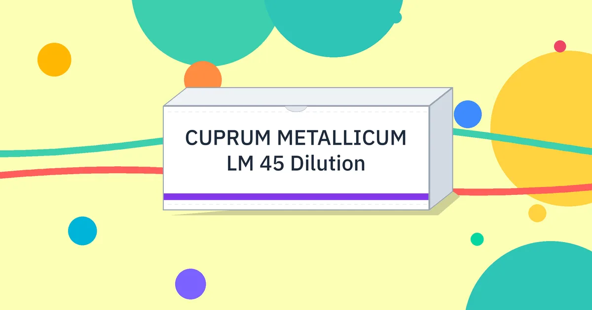 Symbolbild: Packung mit der Aufschrift CUPRUM METALLICUM LM 45 Dilution (PZN 12838369) – Verfügbarkeit und Bezug in Apotheken in Frankfurt am Main