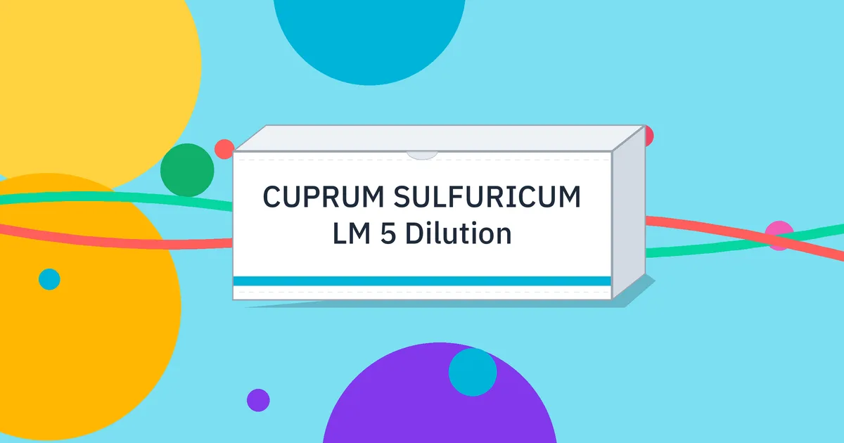Symbolbild: Packung mit der Aufschrift CUPRUM SULFURICUM LM 5 Dilution (PZN 12838961) – Verfügbarkeit und Bezug in Apotheken in Frankfurt am Main