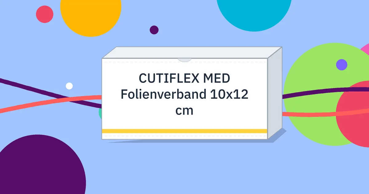 Symbolbild: Packung mit der Aufschrift CUTIFLEX MED Folienverband 10x12 cm (PZN 20111463) – Verfügbarkeit und Bezug in Apotheken in Frankfurt am Main