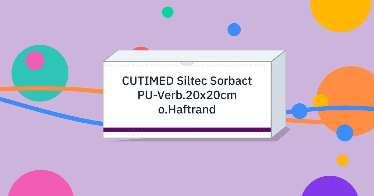 Symbolbild: Packung mit der Aufschrift CUTIMED Siltec Sorbact PU-Verb.20x20cm o.Haftrand (PZN 18493523) – Verfügbarkeit und Bezug in Apotheken in Frankfurt am Main
