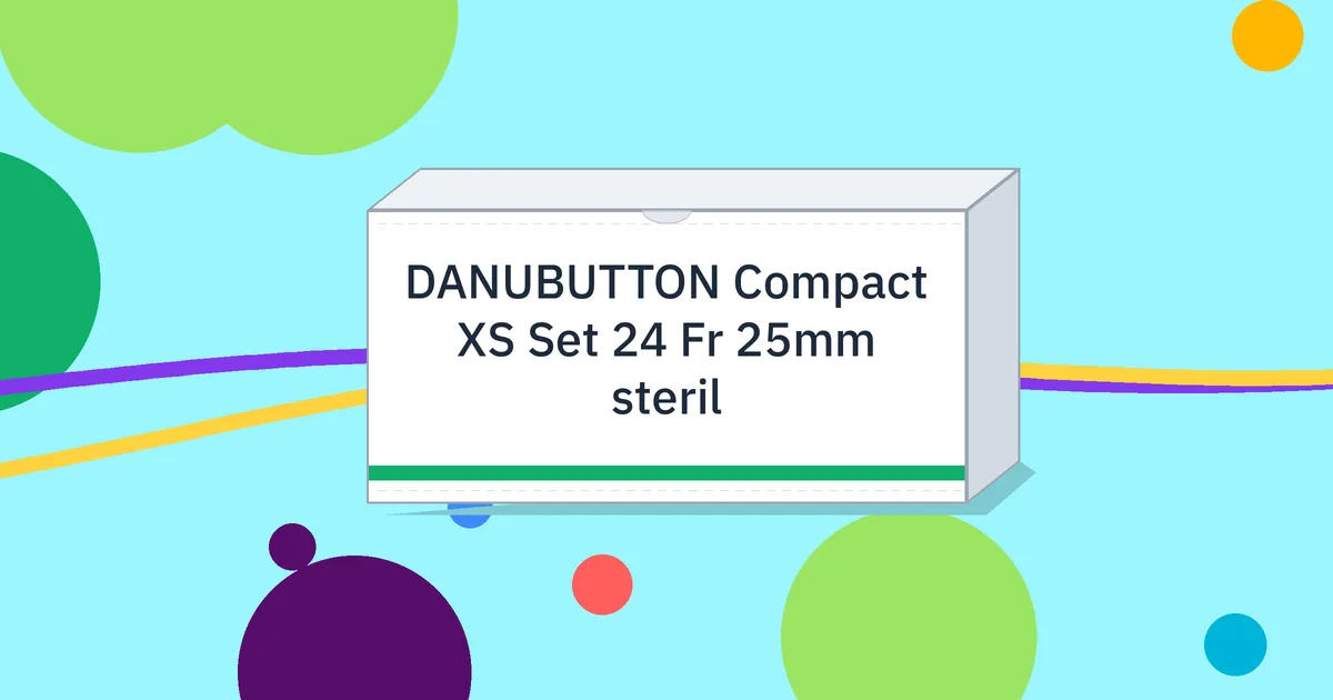Symbolbild: Packung mit der Aufschrift DANUBUTTON Compact XS Set 24 Fr 25mm steril (PZN 19853389) – Verfügbarkeit und Bezug in Apotheken in Frankfurt am Main