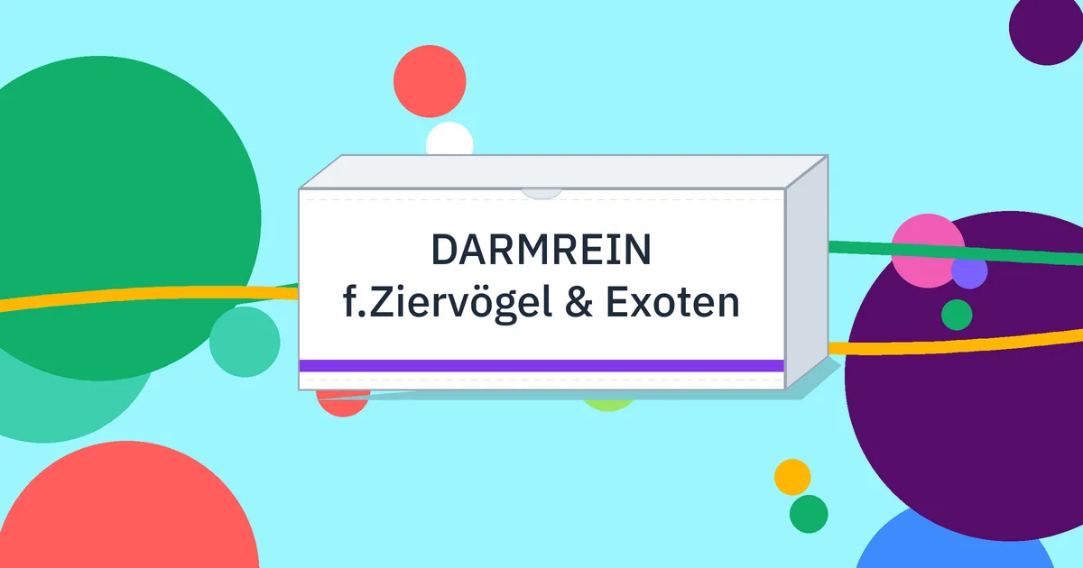 Symbolbild: Packung mit der Aufschrift DARMREIN f.Ziervögel & Exoten (PZN 09331997) – Verfügbarkeit und Bezug in Apotheken in Frankfurt am Main