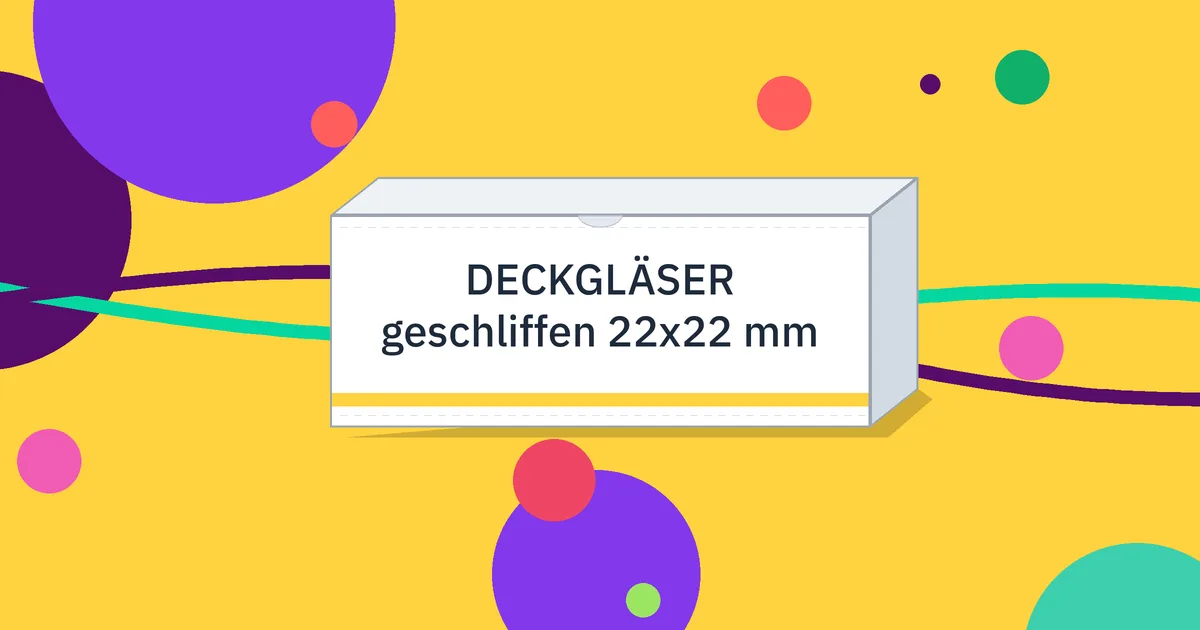 Symbolbild: Packung mit der Aufschrift DECKGLÄSER geschliffen 22x22 mm (PZN 01742548) – Verfügbarkeit und Bezug in Apotheken in Frankfurt am Main