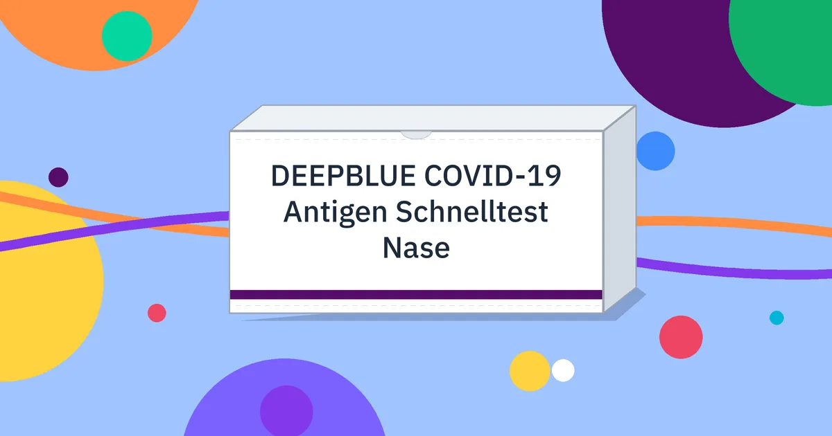 Symbolbild: Packung mit der Aufschrift DEEPBLUE COVID-19 Antigen Schnelltest Nase (PZN 20548349) – Verfügbarkeit und Bezug in Apotheken in Frankfurt am Main