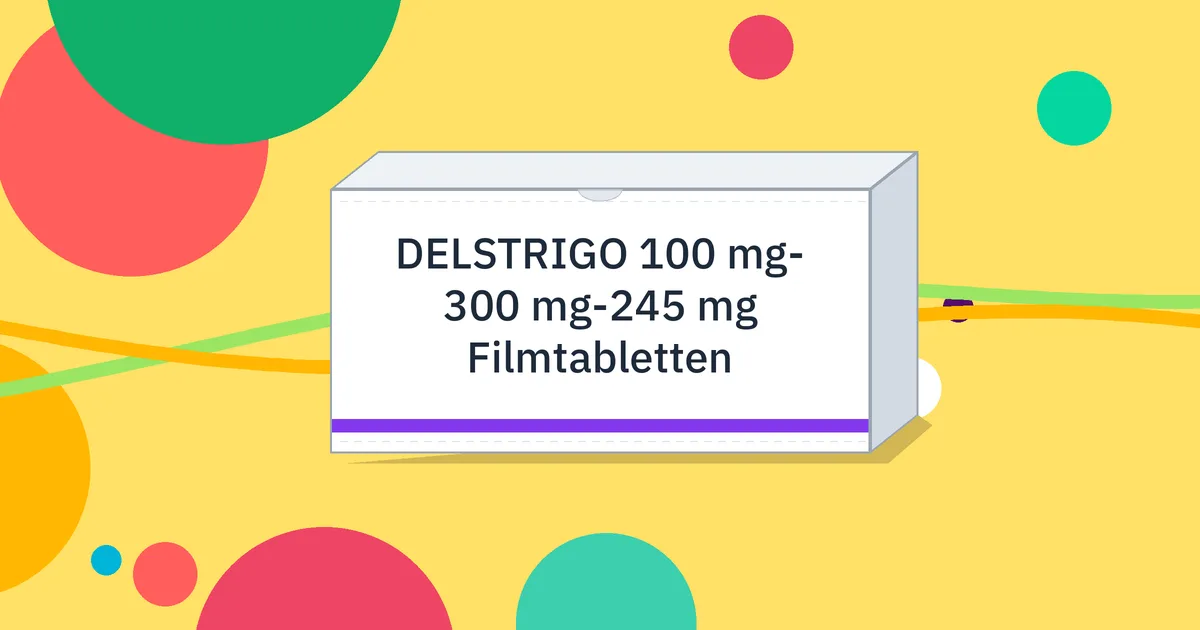 Symbolbild: Packung mit der Aufschrift DELSTRIGO 100 mg-300 mg-245 mg Filmtabletten (PZN 17618477) – Verfügbarkeit und Bezug in Apotheken in Frankfurt am Main