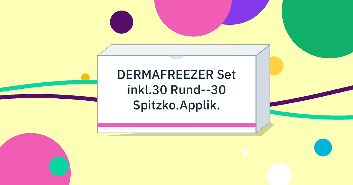 Symbolbild: Packung mit der Aufschrift DERMAFREEZER Set inkl.30 Rund--30 Spitzko.Applik. (PZN 20008297) – Verfügbarkeit und Bezug in Apotheken in Frankfurt am Main
