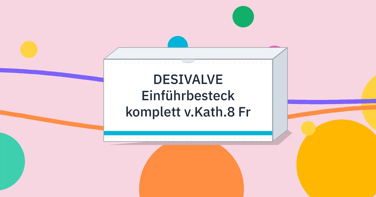 Symbolbild: Packung mit der Aufschrift DESIVALVE Einführbesteck komplett v.Kath.8 Fr (PZN 09381274) – Verfügbarkeit und Bezug in Apotheken in Frankfurt am Main