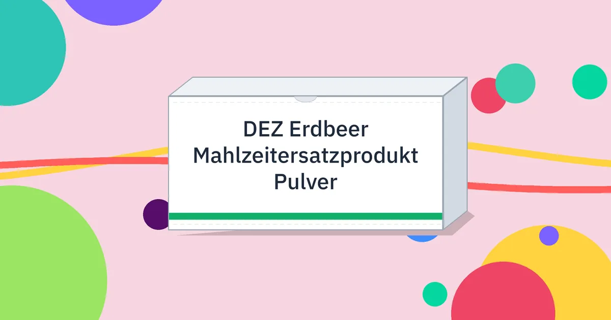 Symbolbild: Packung mit der Aufschrift DEZ Erdbeer Mahlzeitersatzprodukt Pulver (PZN 09947600) – Verfügbarkeit und Bezug in Apotheken in Frankfurt am Main