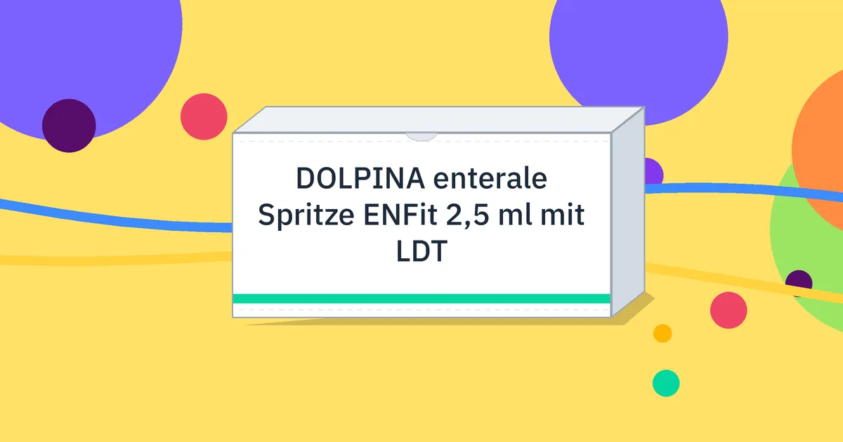 Symbolbild: Packung mit der Aufschrift DOLPINA enterale Spritze ENFit 2,5 ml mit LDT (PZN 18714125) – Verfügbarkeit und Bezug in Apotheken in Frankfurt am Main