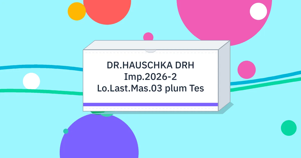 Symbolbild: Packung mit der Aufschrift DR.HAUSCHKA DRH Imp.2026-2 Lo.Last.Mas.03 plum Tes (PZN 20687536) – Verfügbarkeit und Bezug in Apotheken in Frankfurt am Main