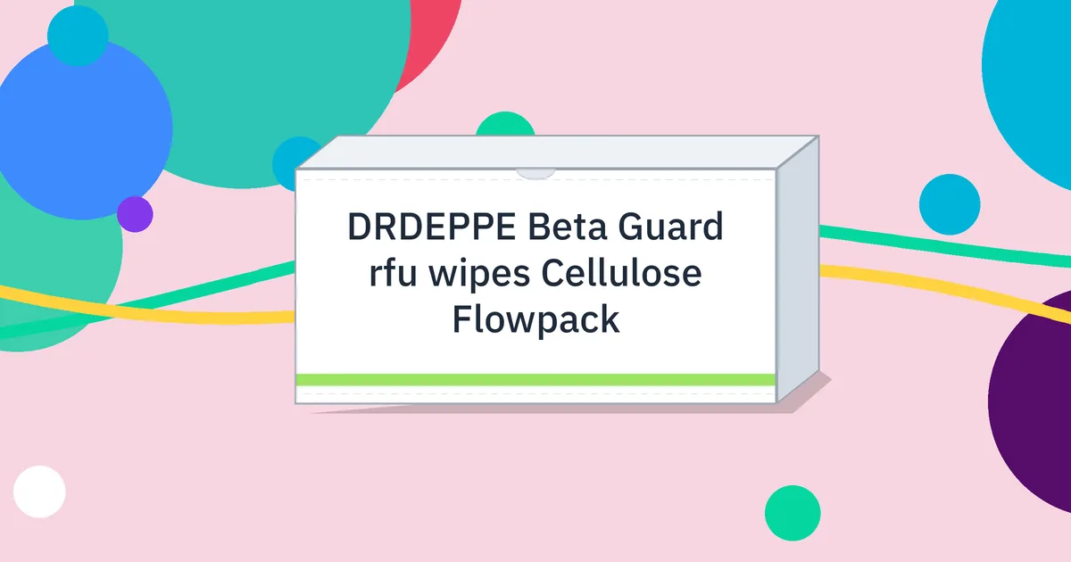 Symbolbild: Packung mit der Aufschrift DRDEPPE Beta Guard rfu wipes Cellulose Flowpack (PZN 20391586) – Verfügbarkeit und Bezug in Apotheken in Frankfurt am Main