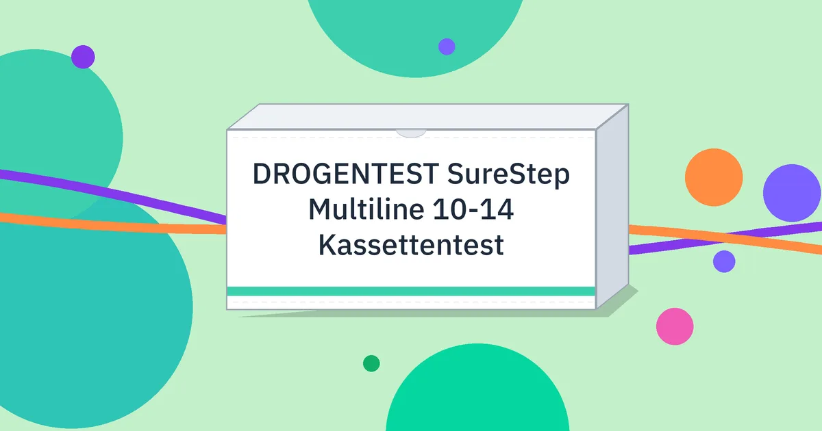 Symbolbild: Packung mit der Aufschrift DROGENTEST SureStep Multiline 10-14 Kassettentest (PZN 16589503) – Verfügbarkeit und Bezug in Apotheken in Frankfurt am Main