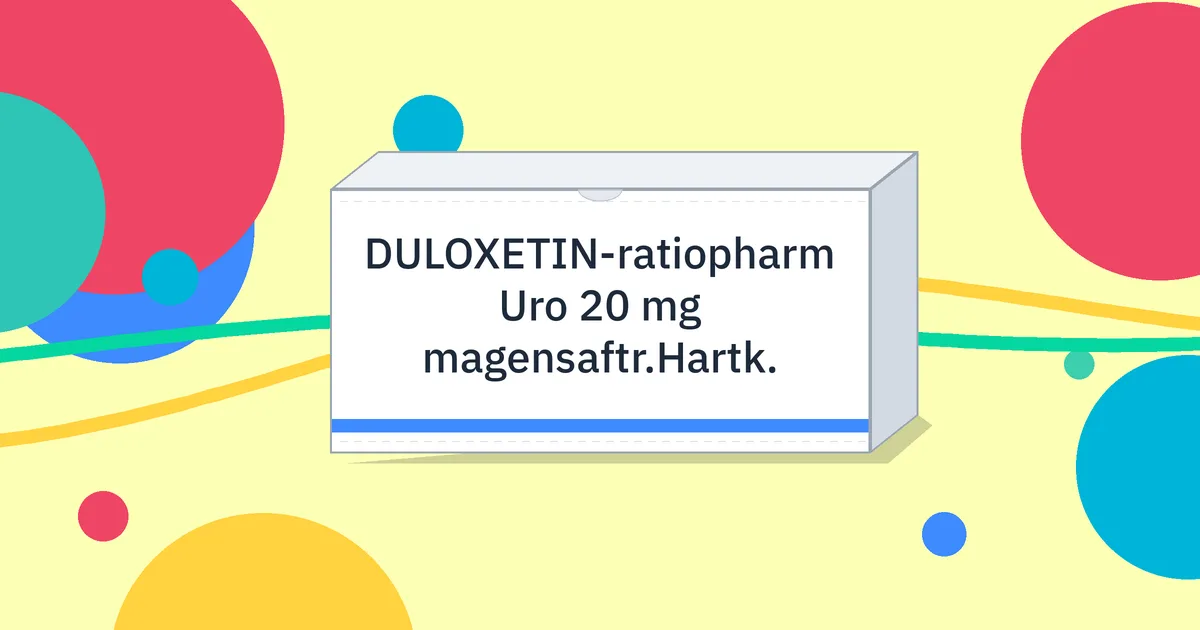 Symbolbild: Packung mit der Aufschrift DULOXETIN-ratiopharm Uro 20 mg magensaftr.Hartk. (PZN 10531141) – Verfügbarkeit und Bezug in Apotheken in Frankfurt am Main