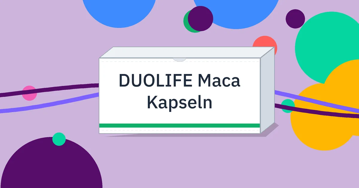 Symbolbild: Packung mit der Aufschrift DUOLIFE Maca Kapseln (PZN 19109202) – Verfügbarkeit und Bezug in Apotheken in Frankfurt am Main