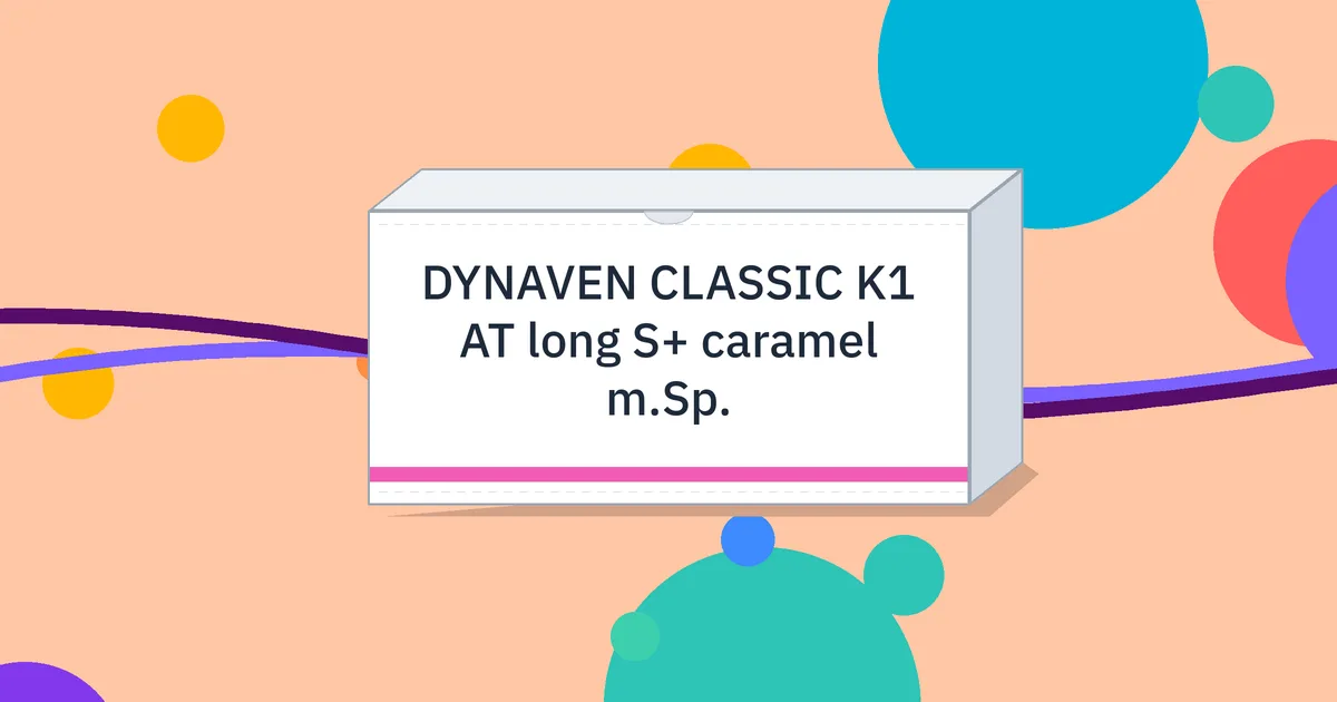 Symbolbild: Packung mit der Aufschrift DYNAVEN CLASSIC K1 AT long S+ caramel m.Sp. (PZN 18416439) – Verfügbarkeit und Bezug in Apotheken in Frankfurt am Main