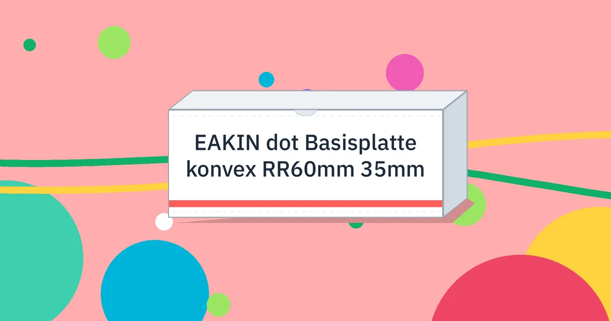 Symbolbild: Packung mit der Aufschrift EAKIN dot Basisplatte konvex RR60mm 35mm (PZN 15608960) – Verfügbarkeit und Bezug in Apotheken in Frankfurt am Main