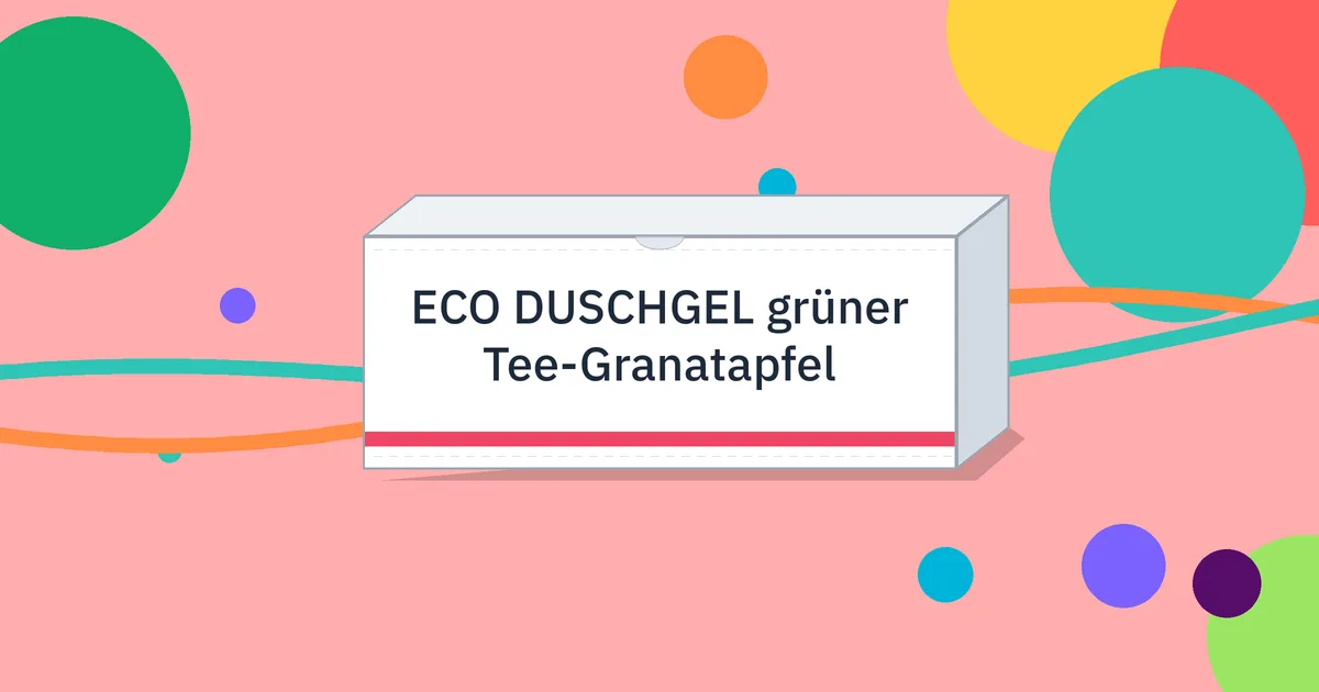 Symbolbild: Packung mit der Aufschrift ECO DUSCHGEL grüner Tee-Granatapfel (PZN 12568415) – Verfügbarkeit und Bezug in Apotheken in Frankfurt am Main