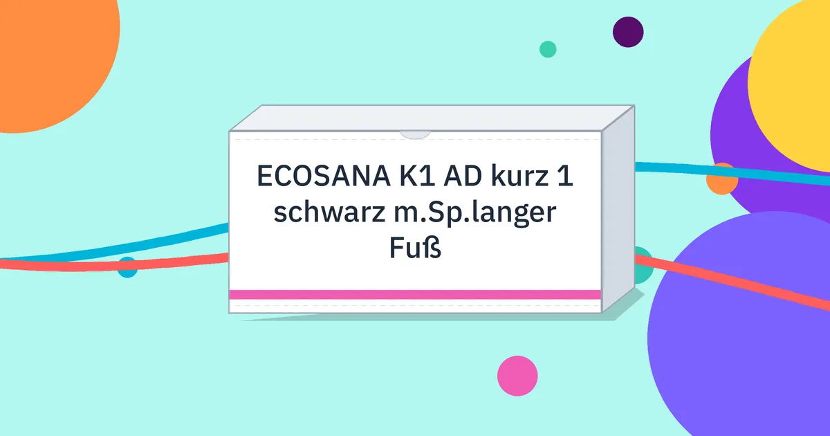 Symbolbild: Packung mit der Aufschrift ECOSANA K1 AD kurz 1 schwarz m.Sp.langer Fuß (PZN 04724249) – Verfügbarkeit und Bezug in Apotheken in Frankfurt am Main