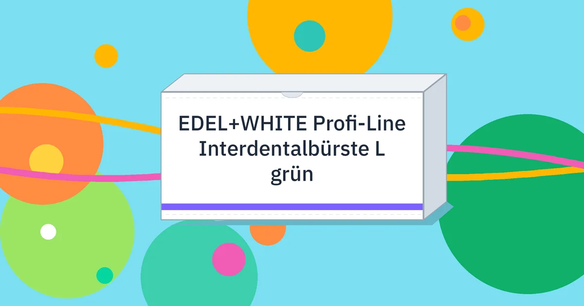 Symbolbild: Packung mit der Aufschrift EDEL+WHITE Profi-Line Interdentalbürste L grün (PZN 17180615) – Verfügbarkeit und Bezug in Apotheken in Frankfurt am Main