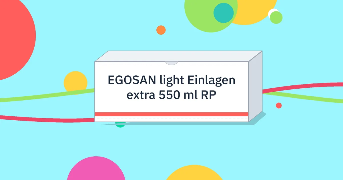 Symbolbild: Packung mit der Aufschrift EGOSAN light Einlagen extra 550 ml RP (PZN 16803818) – Verfügbarkeit und Bezug in Apotheken in Frankfurt am Main