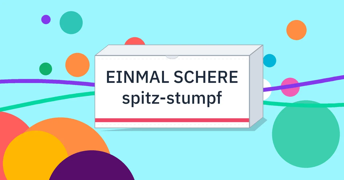 Symbolbild: Packung mit der Aufschrift EINMAL SCHERE spitz-stumpf (PZN 16817996) – Verfügbarkeit und Bezug in Apotheken in Frankfurt am Main