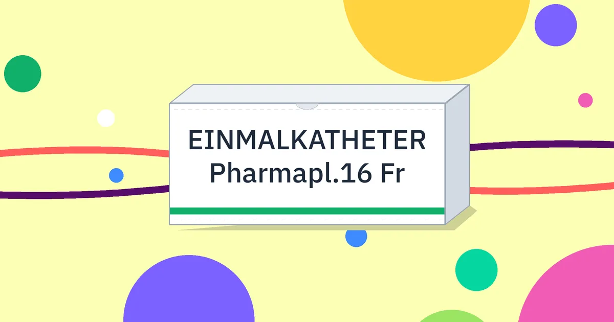 Symbolbild: Packung mit der Aufschrift EINMALKATHETER Pharmapl.16 Fr (PZN 03165150) – Verfügbarkeit und Bezug in Apotheken in Frankfurt am Main