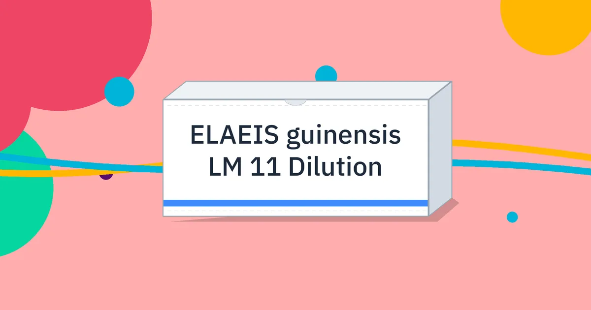 Symbolbild: Packung mit der Aufschrift ELAEIS guinensis LM 11 Dilution (PZN 13469767) – Verfügbarkeit und Bezug in Apotheken in Frankfurt am Main