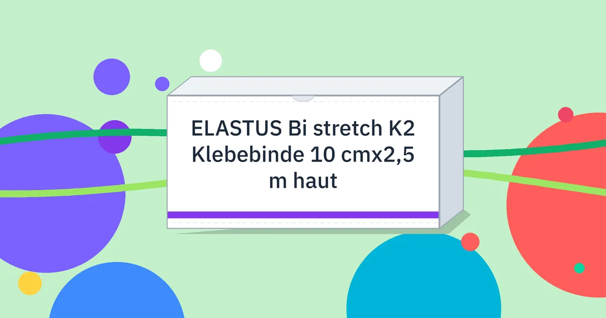 Symbolbild: Packung mit der Aufschrift ELASTUS Bi stretch K2 Klebebinde 10 cmx2,5 m haut (PZN 16330225) – Verfügbarkeit und Bezug in Apotheken in Frankfurt am Main