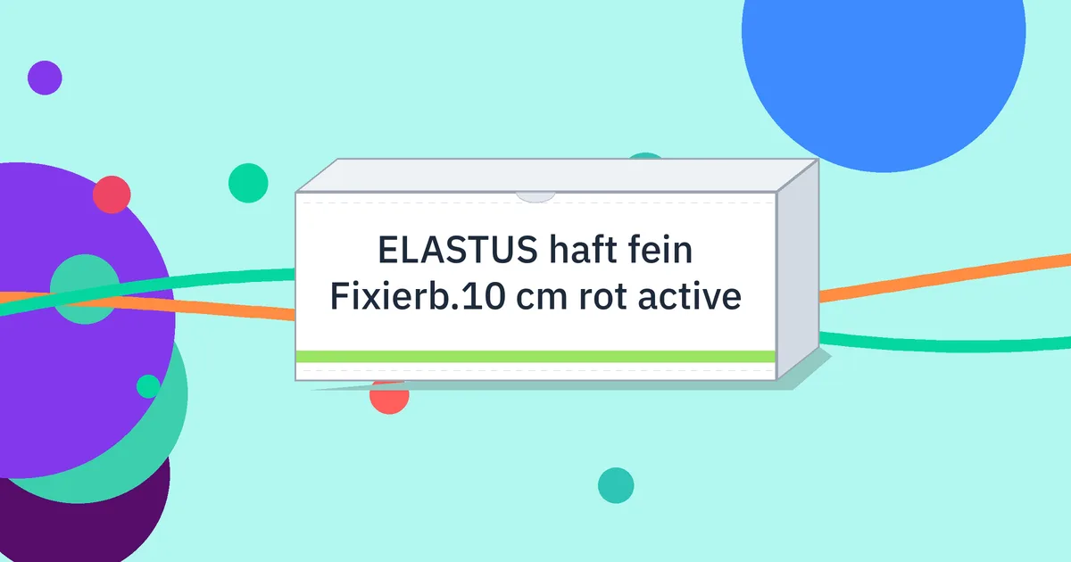 Symbolbild: Packung mit der Aufschrift ELASTUS haft fein Fixierb.10 cm rot active (PZN 03481187) – Verfügbarkeit und Bezug in Apotheken in Frankfurt am Main