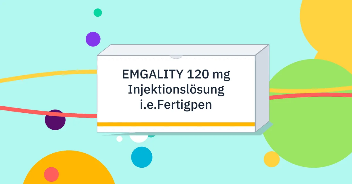 Symbolbild: Packung mit der Aufschrift EMGALITY 120 mg Injektionslösung i.e.Fertigpen (PZN 20892124) – Verfügbarkeit und Bezug in Apotheken in Frankfurt am Main