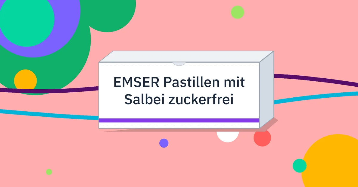 Symbolbild: Packung mit der Aufschrift EMSER Pastillen mit Salbei zuckerfrei (PZN 11675221) – Verfügbarkeit und Bezug in Apotheken in Frankfurt am Main