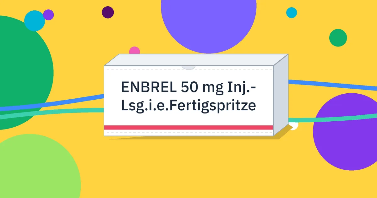 Symbolbild: Packung mit der Aufschrift ENBREL 50 mg Inj.-Lsg.i.e.Fertigspritze (PZN 02241104) – Verfügbarkeit und Bezug in Apotheken in Frankfurt am Main