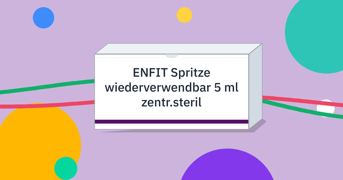 Symbolbild: Packung mit der Aufschrift ENFIT Spritze wiederverwendbar 5 ml zentr.steril (PZN 17444971) – Verfügbarkeit und Bezug in Apotheken in Frankfurt am Main