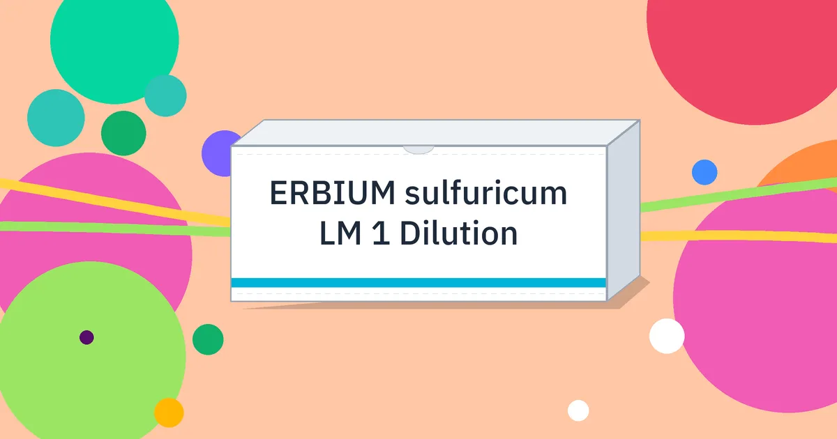 Symbolbild: Packung mit der Aufschrift ERBIUM sulfuricum LM 1 Dilution (PZN 13473757) – Verfügbarkeit und Bezug in Apotheken in Frankfurt am Main