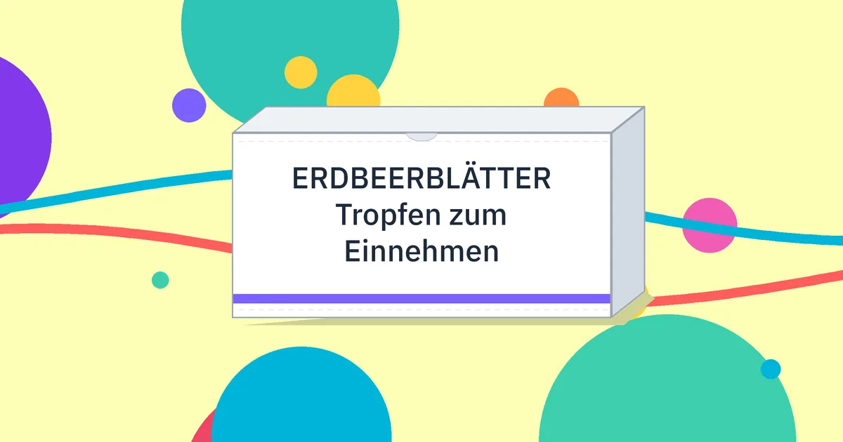 Symbolbild: Packung mit der Aufschrift ERDBEERBLÄTTER Tropfen zum Einnehmen (PZN 11366520) – Verfügbarkeit und Bezug in Apotheken in Frankfurt am Main