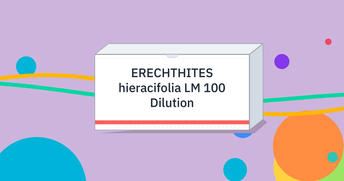 Symbolbild: Packung mit der Aufschrift ERECHTHITES hieracifolia LM 100 Dilution (PZN 13474656) – Verfügbarkeit und Bezug in Apotheken in Frankfurt am Main