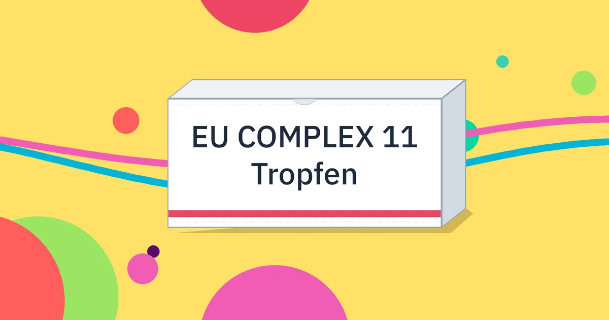 Symbolbild: Packung mit der Aufschrift EU COMPLEX 11 Tropfen (PZN 16784989) – Verfügbarkeit und Bezug in Apotheken in Frankfurt am Main