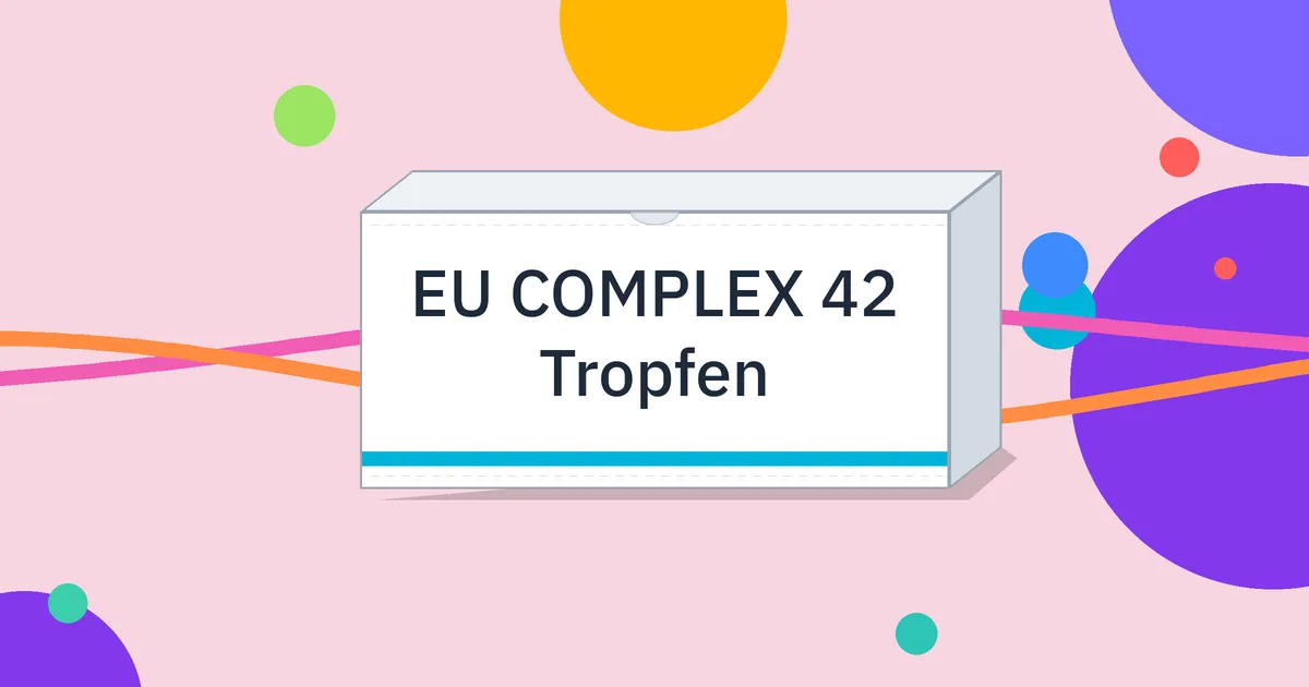 Symbolbild: Packung mit der Aufschrift EU COMPLEX 42 Tropfen (PZN 17873347) – Verfügbarkeit und Bezug in Apotheken in Frankfurt am Main