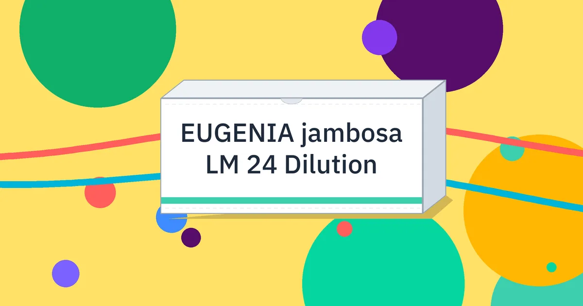 Symbolbild: Packung mit der Aufschrift EUGENIA jambosa LM 24 Dilution (PZN 13481076) – Verfügbarkeit und Bezug in Apotheken in Frankfurt am Main