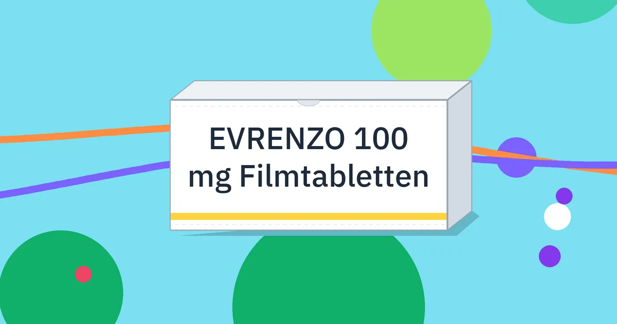Symbolbild: Packung mit der Aufschrift EVRENZO 100 mg Filmtabletten (PZN 19781885) – Verfügbarkeit und Bezug in Apotheken in Frankfurt am Main