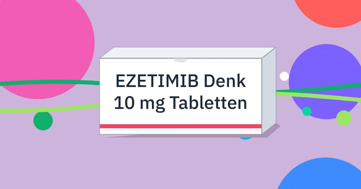 Symbolbild: Packung mit der Aufschrift EZETIMIB Denk 10 mg Tabletten (PZN 16767910) – Verfügbarkeit und Bezug in Apotheken in Frankfurt am Main