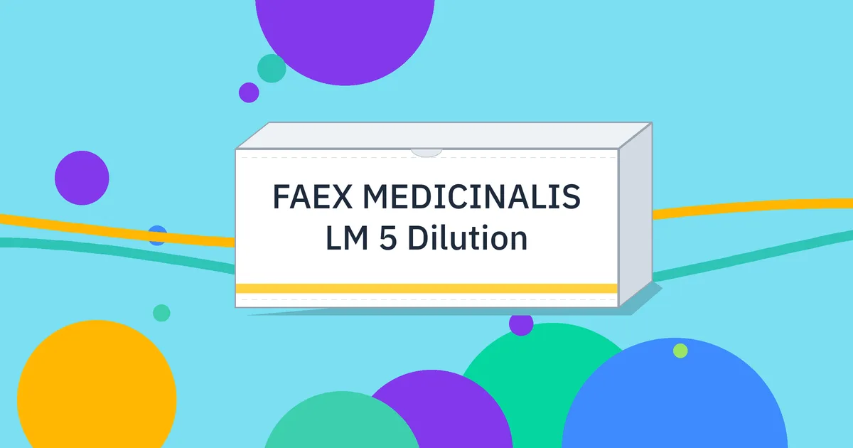 Symbolbild: Packung mit der Aufschrift FAEX MEDICINALIS LM 5 Dilution (PZN 13485944) – Verfügbarkeit und Bezug in Apotheken in Frankfurt am Main