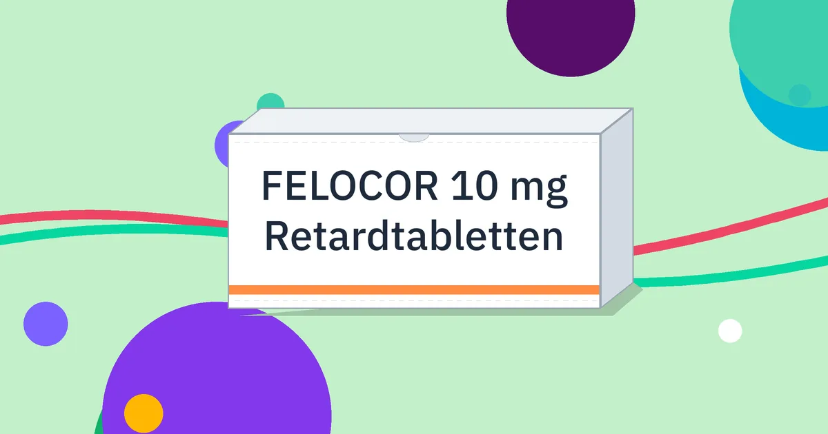 Symbolbild: Packung mit der Aufschrift FELOCOR 10 mg Retardtabletten (PZN 01511530) – Verfügbarkeit und Bezug in Apotheken in Frankfurt am Main