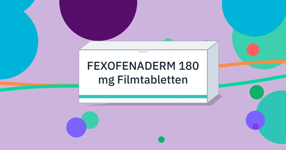 Symbolbild: Packung mit der Aufschrift FEXOFENADERM 180 mg Filmtabletten (PZN 08844192) – Verfügbarkeit und Bezug in Apotheken in Frankfurt am Main